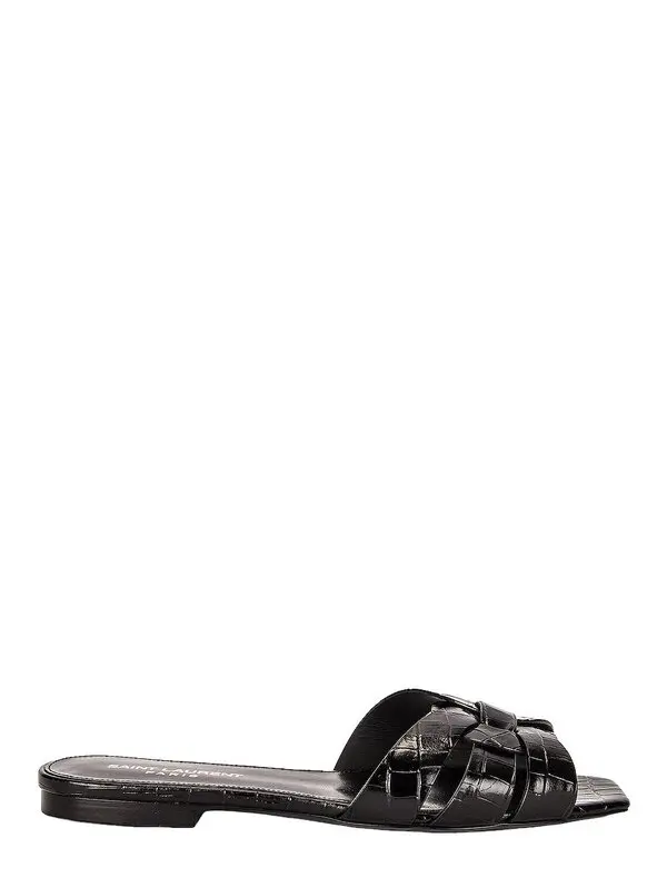 Saint Laurent Tribute Nu Pieds Flat Sandals - Noir