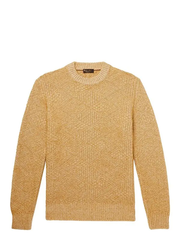 Loro Piana Slim-fit Cable-knit Silk And Cashmere-blend Sweater - Yellow