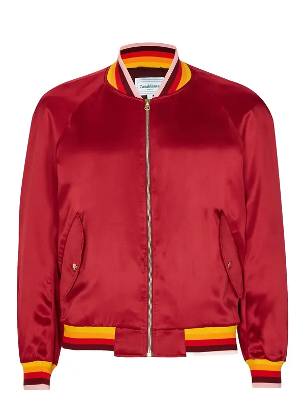 Casablanca Morocco Embroidered Bomber Jacket - Red