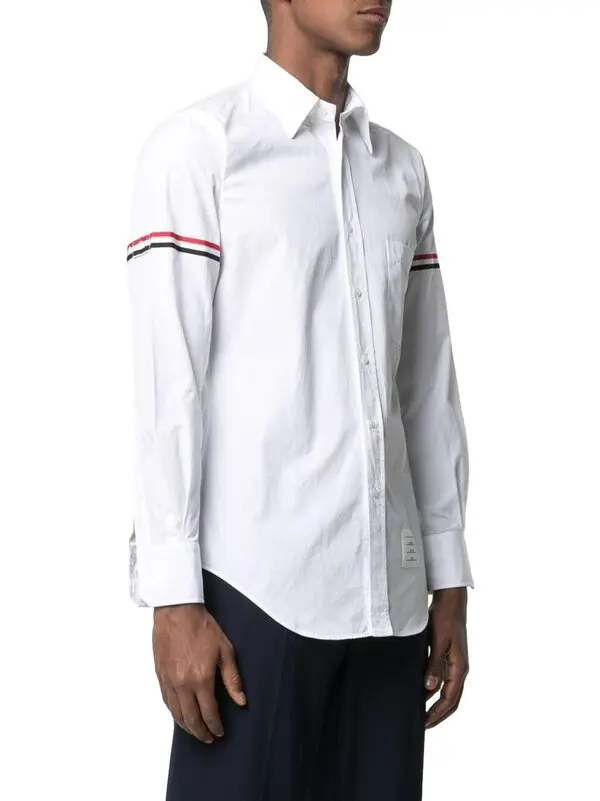 Thom Browne Button Down Stripe Sleeve Shirt - White