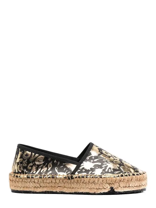 Moschino Logo-print Espadrilles - Gold