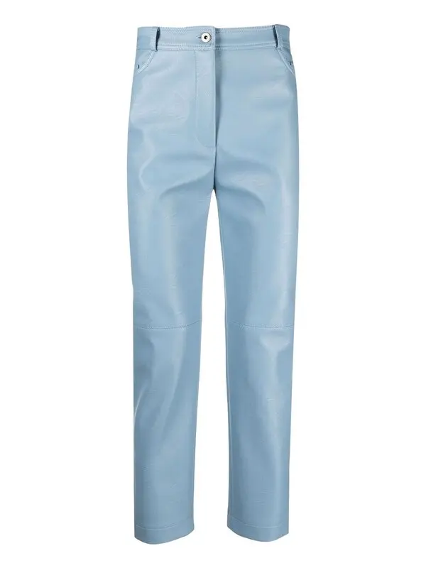 Stella McCartney Faux-leather Straight-leg Trousers - Blue
