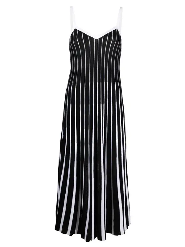 Red Valentino Knitted Striped Midi Dress - Black