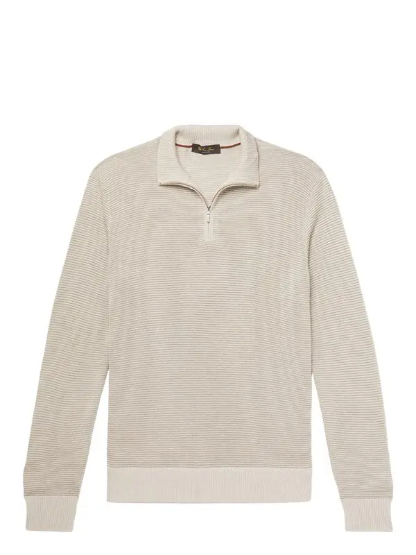 Loro Piana Slim-fit Ribbed Half-zip Sweater - Gray