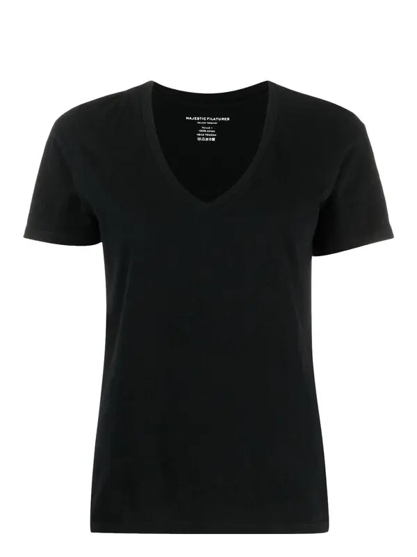 Majestic Filatures V-neck Cotton T-shirt - Black