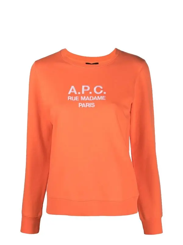 A.p.c. Logo Embroidered Crewneck Sweatshirt - Orange