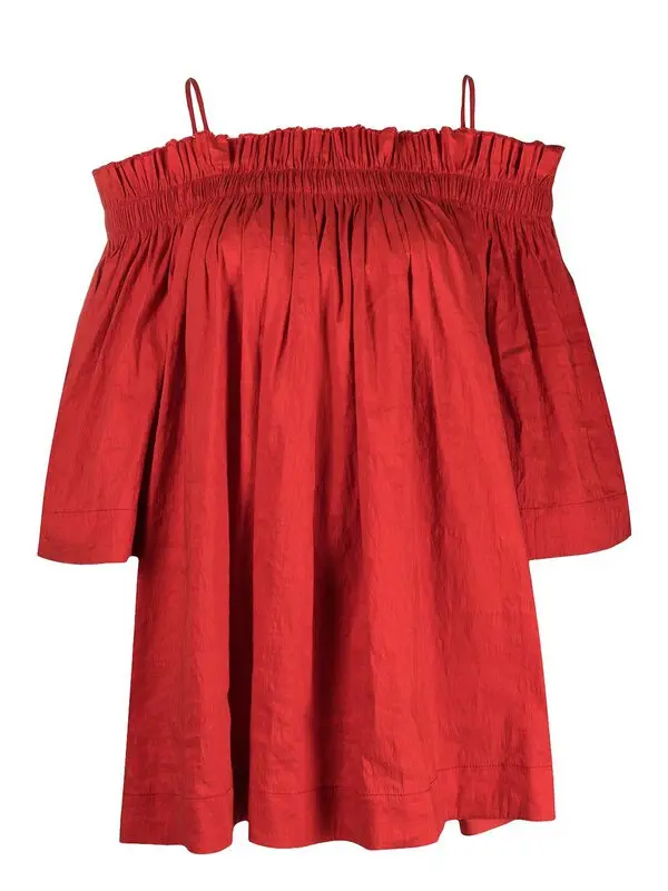 UMA WANG Off-shoulder Linen-blend Blouse - Red