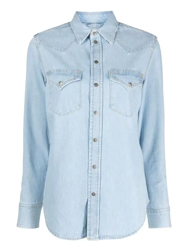 DIESEL® Long-sleeved Denim Shirt With Classic Collar - Blue