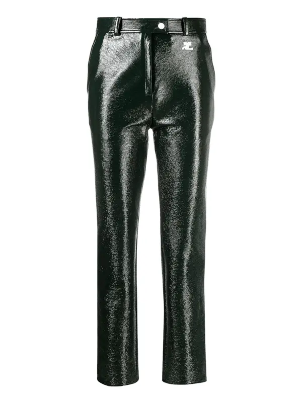 COURREGES Slim-cut Vinyl Trousers - Green