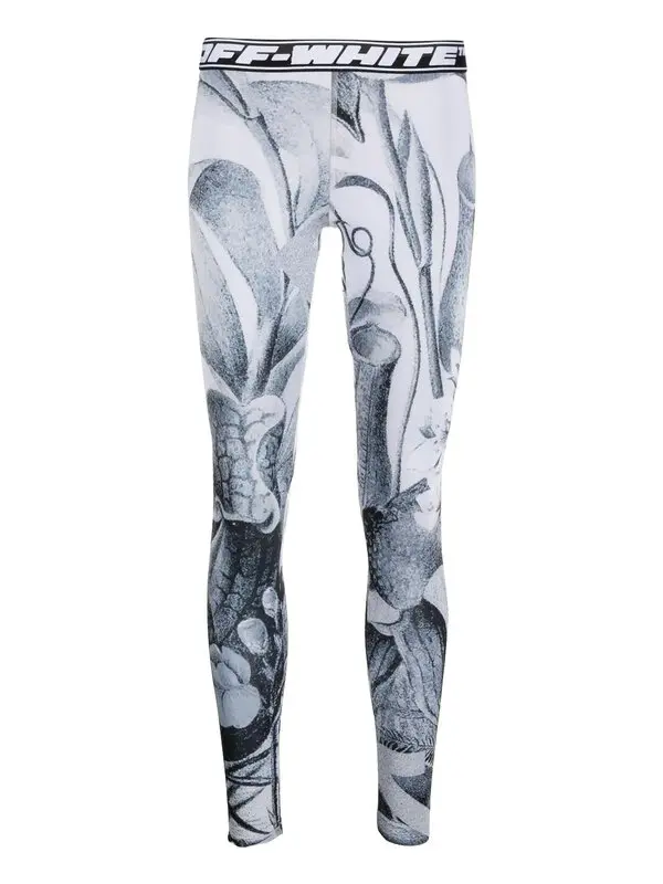 Off-White Floral-print Leggings - White