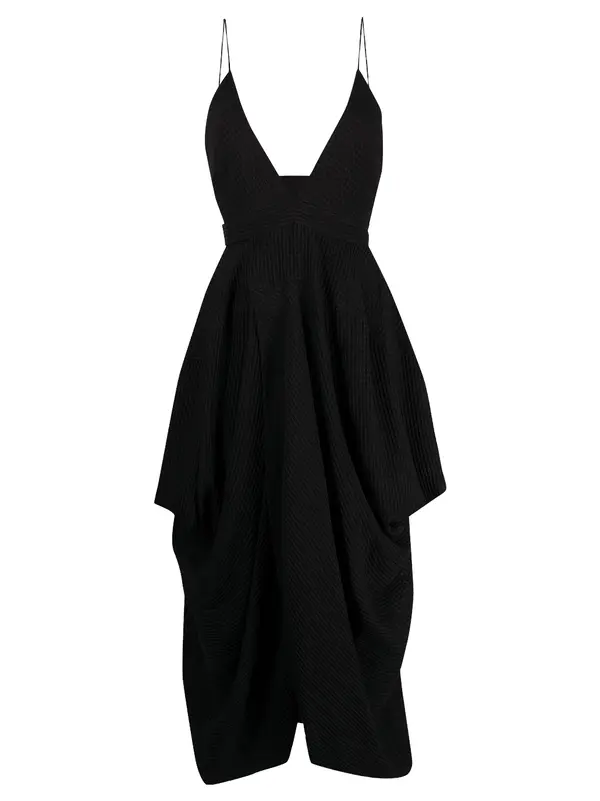 Stella McCartney Plunge-neck Draped Midi-dress - Black