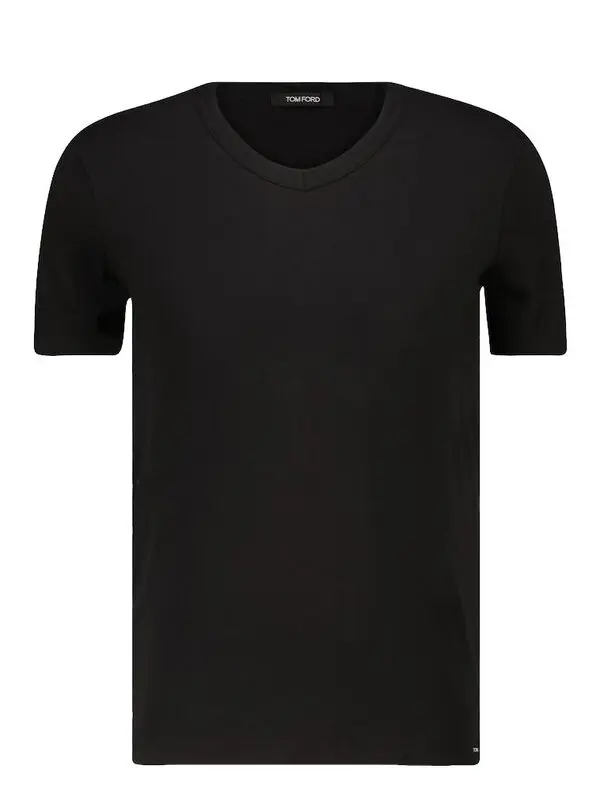 TOM FORD Stretch-cotton V-neck T-shirt - Black
