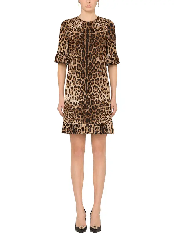 Dolce & Gabbana Leopard-print Mini Dress - Brown