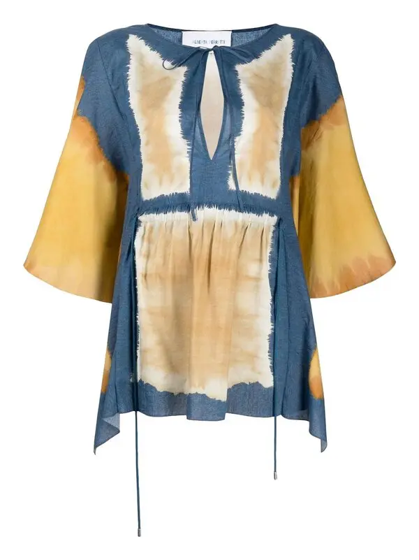 Alberta Ferretti Cotton Geometric Print Tunic - Blue