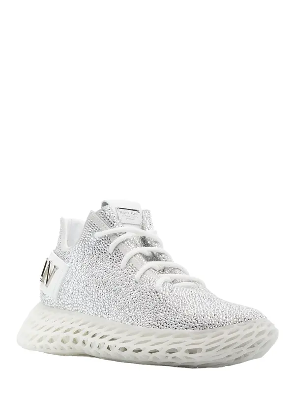 Philipp Plein Skeleton Runner Embellished Sneakers - Silver