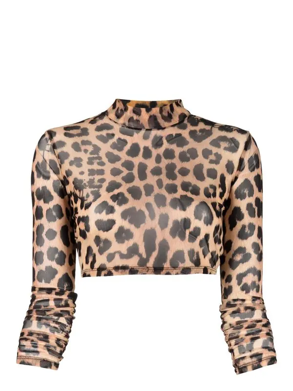Philipp Plein Leopard-print Cropped Top - Brown