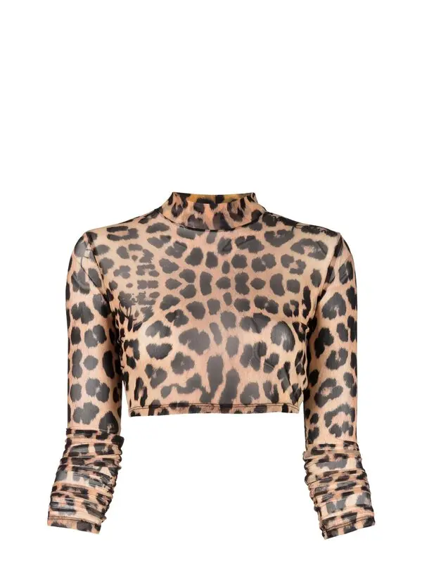 Philipp Plein Leopard-print Cropped Top - Brown