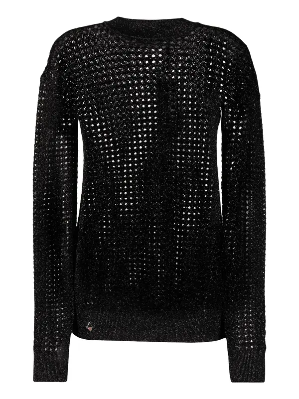 Philipp Plein Metallic-threaded Mesh Jumper - Black