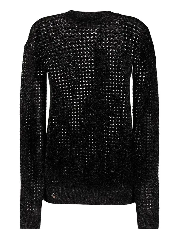 Philipp Plein Metallic-threaded Mesh Jumper - Black