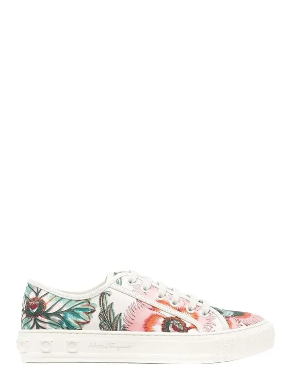FERRAGAMO Papavero Print Low-top Sneakers - Neutrals