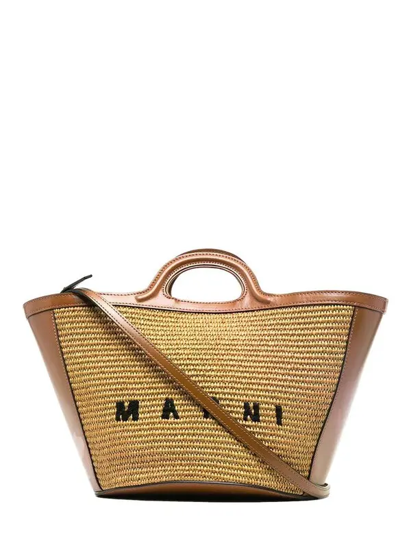 Marni Small Logo-embroidered Bag - Neutrals