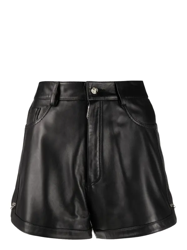 Philipp Plein Pin-embellished Leather Shorts - Black