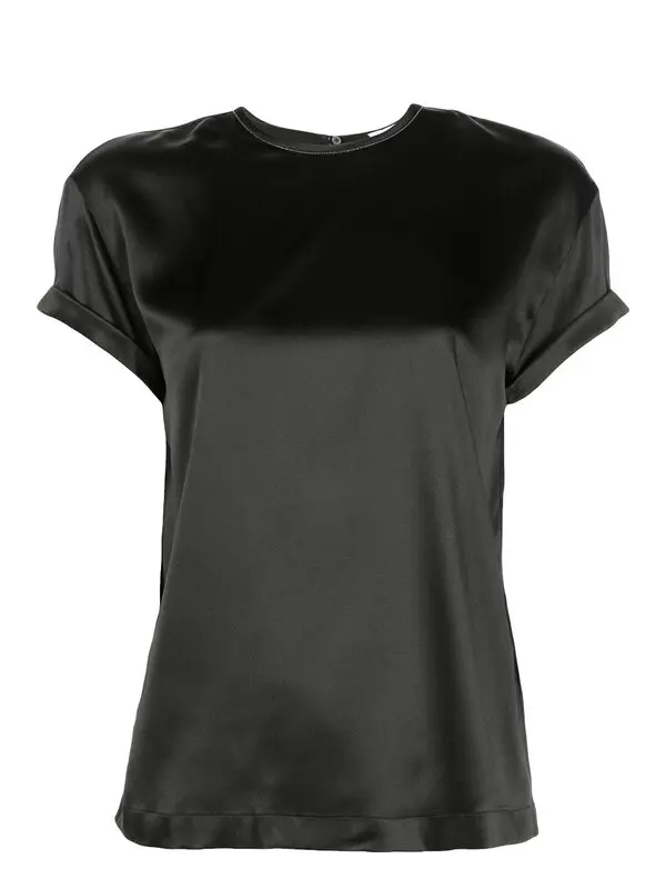 Brunello Cucinelli Silk Crew-neck T-shirt - Black
