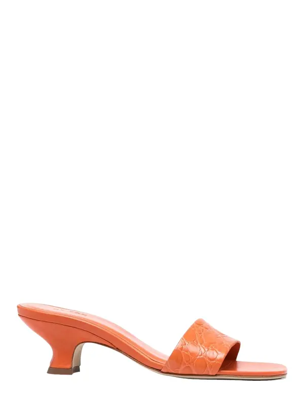 By Far Ceni Crocodile-embossed Mules - Orange