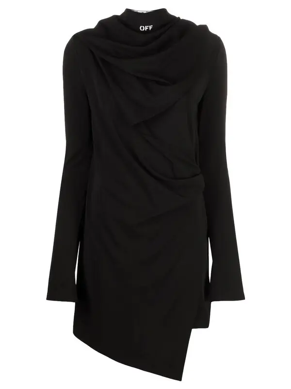 Off-White Asymmetric Dress With Bandana Detail - Black