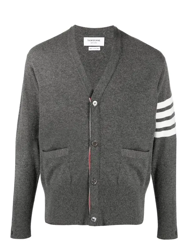 Thom Browne 4-bar Stripe Cashmere Cardigan - Grey