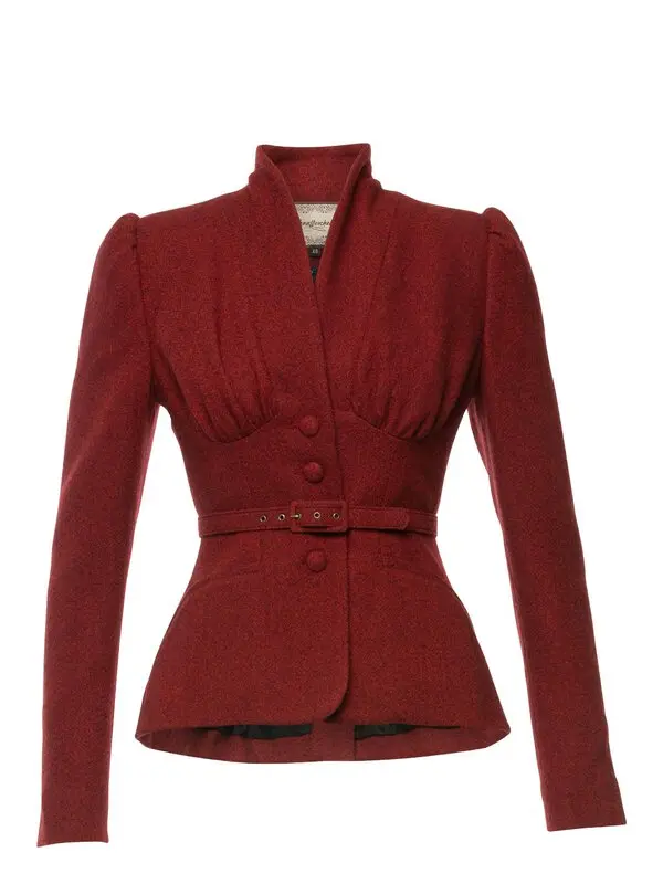 Lena Hoschek Love Letter Belted Wool Jacket - Red