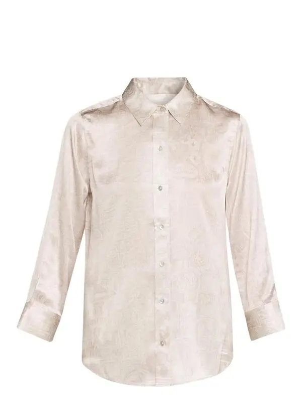 L'Agence Dani 3/4-sleeve Silk Blouse - Ecru Beige