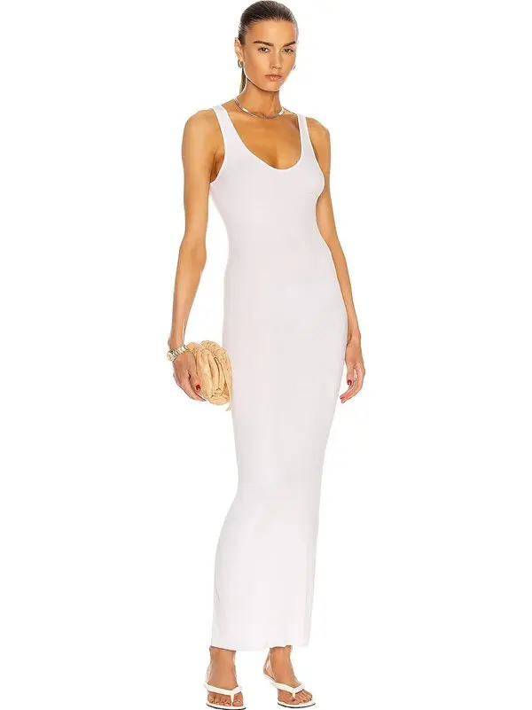 Enza Costa Silk Rib Ankle Length Tank Dress - White