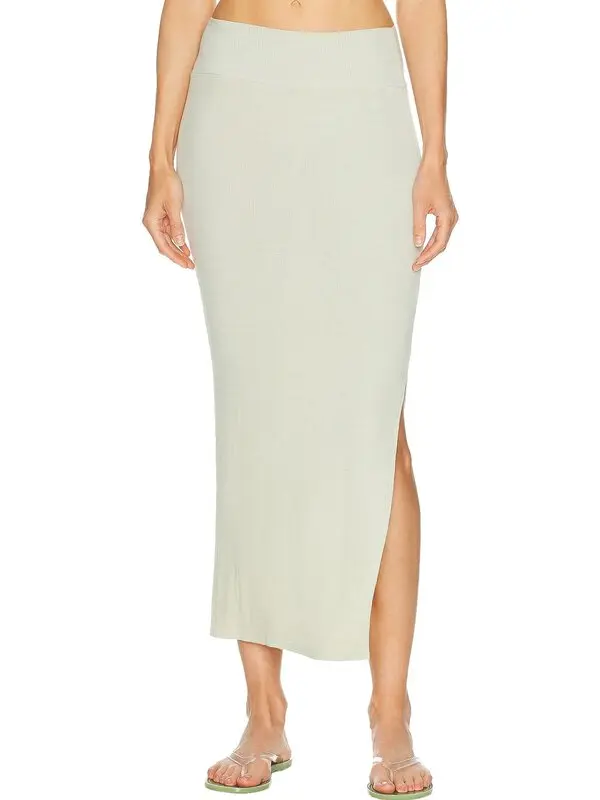 Enza Costa Silk Rib Essential Skirt - Beach Glass