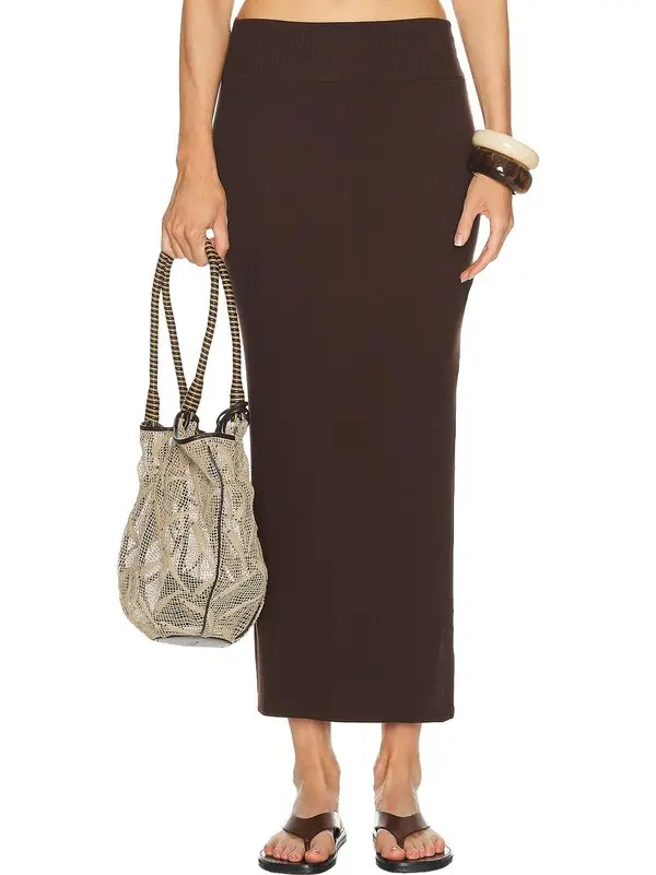 Enza Costa Silk Rib Essential Skirt - Chocolate