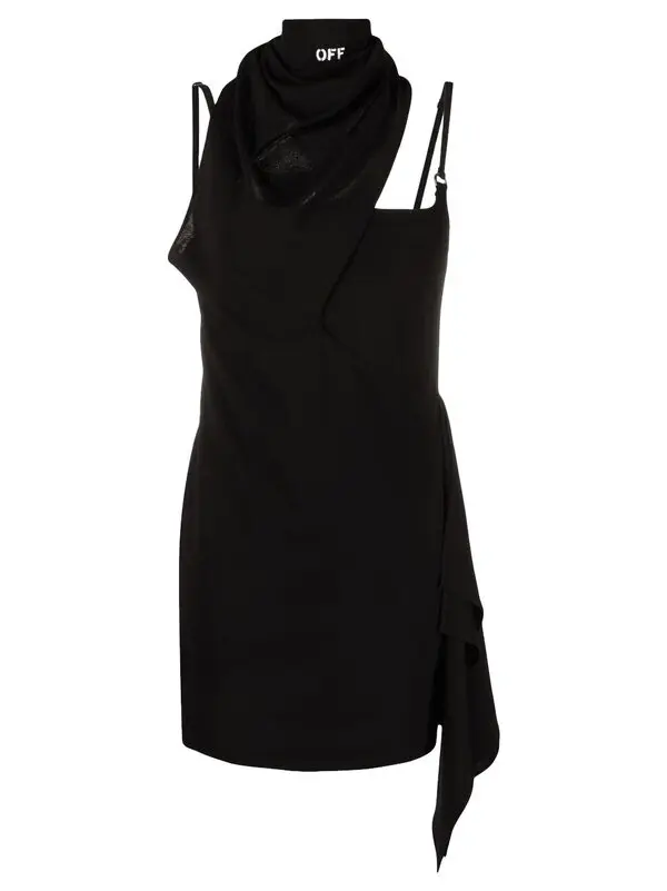 Off-White Scarf Detail Sleeveless Dress - Black