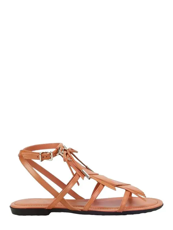 TOD'S Fringed Flat Sandals - Brown