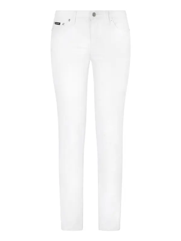 Dolce & Gabbana Logo Appliqué Skinny Jeans - White