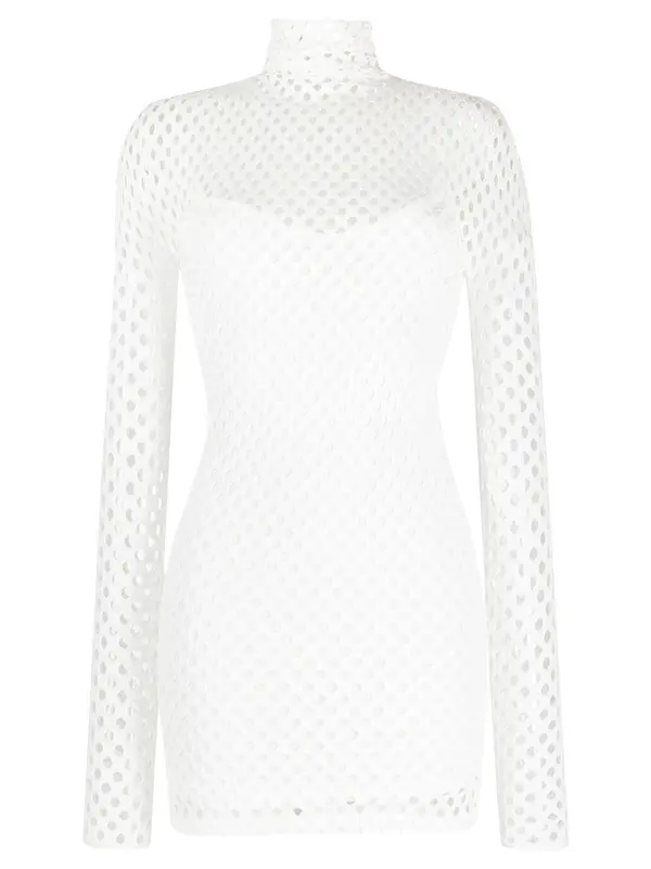 Philipp Plein Mesh-overlay Mini Dress - White