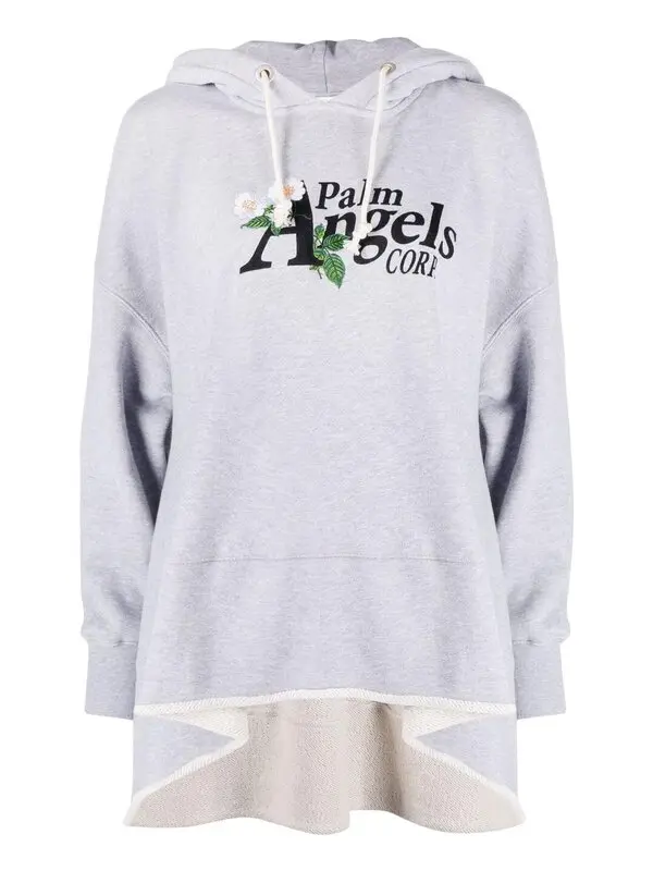 Palm Angels Daisy Logo Drawstring Poncho - Grey