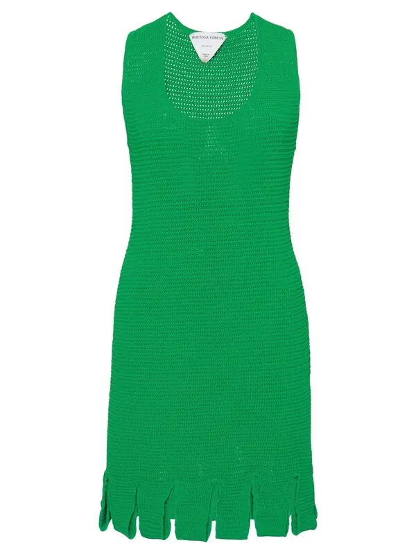 Bottega Veneta Mesh Mini Dress With Carwash Hem - Green