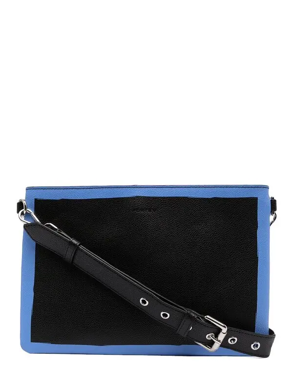 PORTS V Color-blocked Leather Shoulder Bag - Black