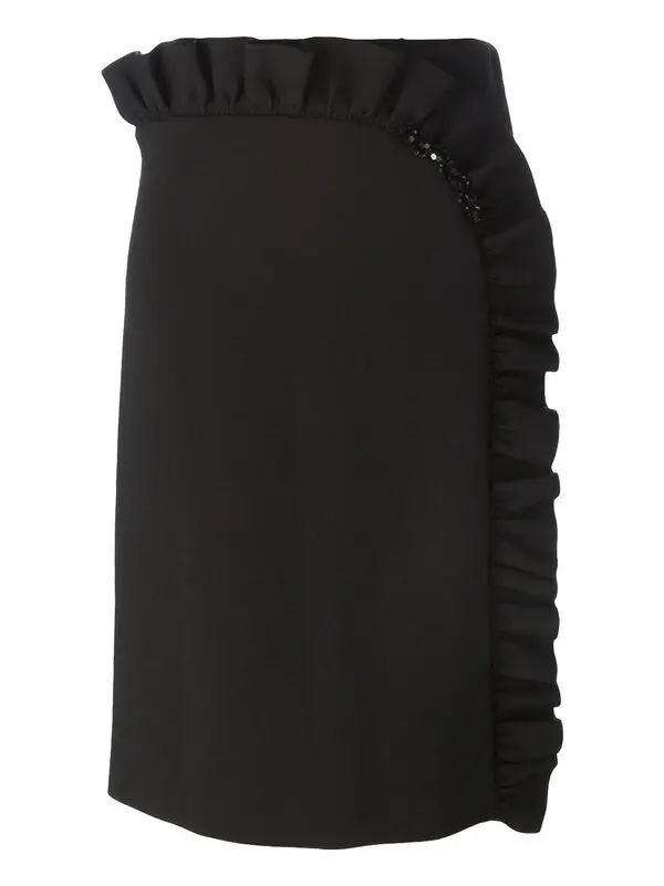Simone Rocha Frilled Straight Skirt - Black