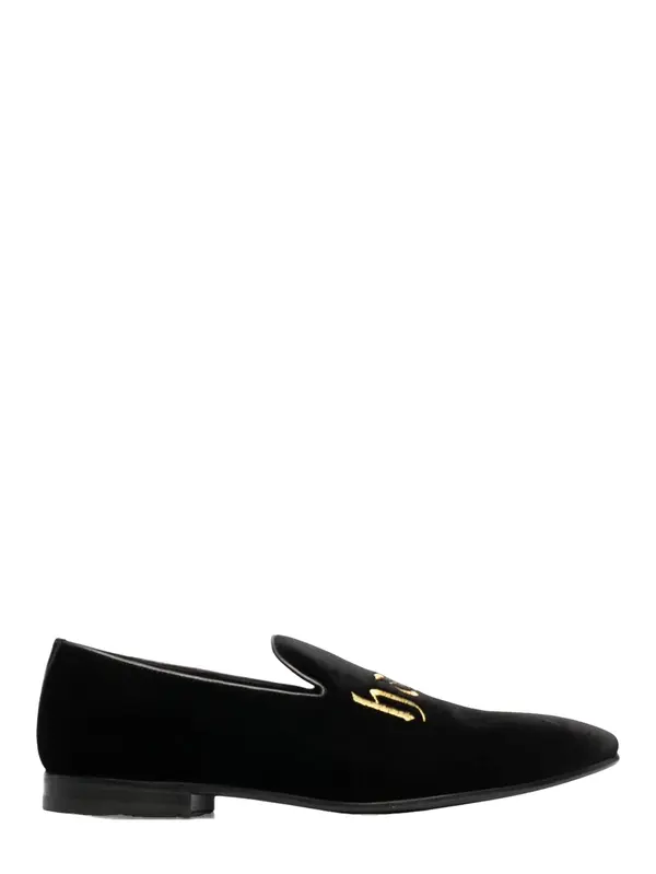 Philipp Plein Embroidered Velvet Loafers - Black