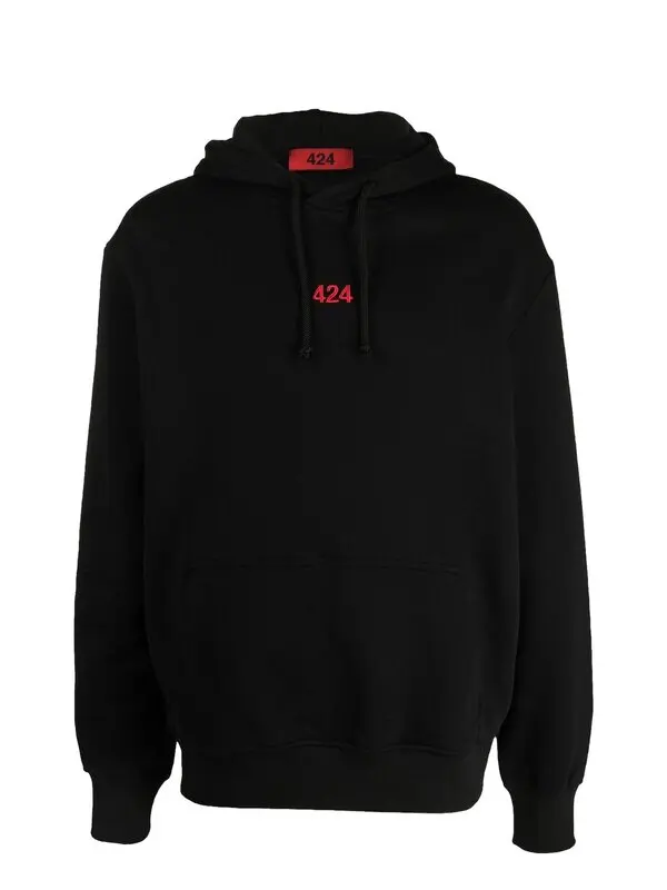 424 Logo-embroidered Cotton Hoodie - Black