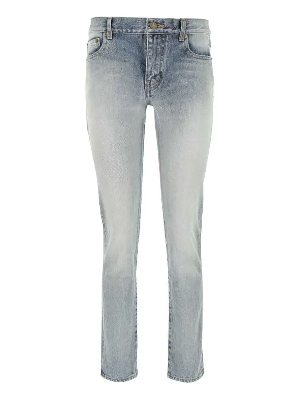 Saint Laurent Mid-rise Straight-leg Jeans With Distressed Effect - Blue