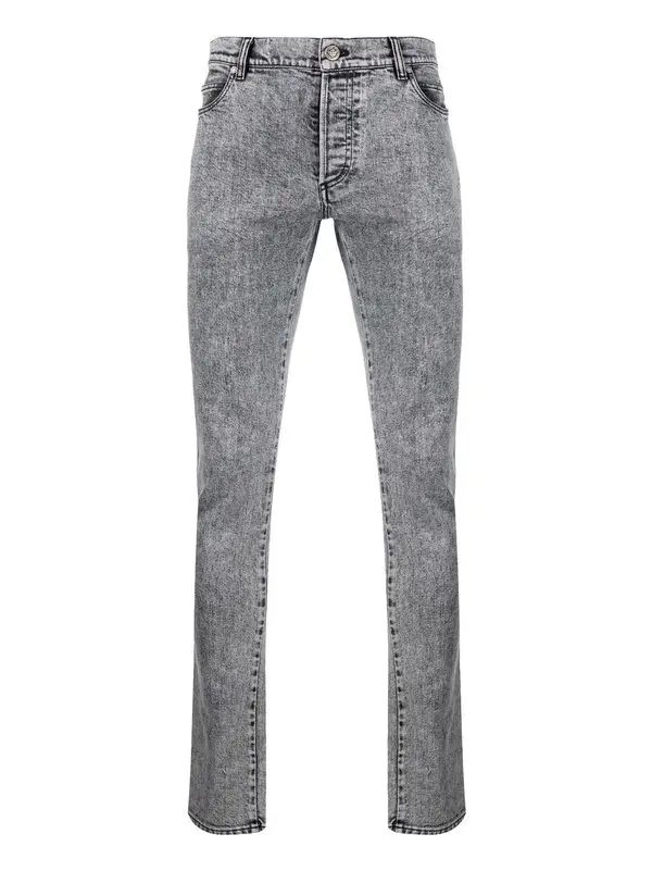 Balmain Acid Wash Skinny Jeans - Grey