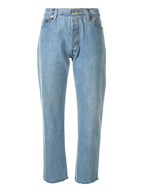 RE/DONE Stove Pipe Cropped Jeans - Blue