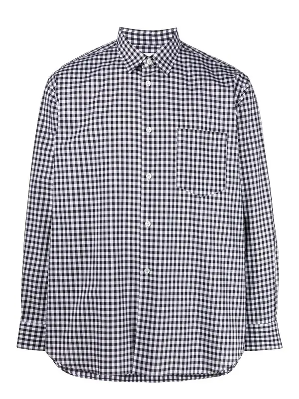 Comme Des Garçons Gingham-check Print Cotton Shirt - Black