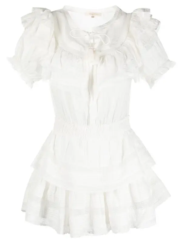 LoveShackFancy Liv Ruffled-trim Dress - White